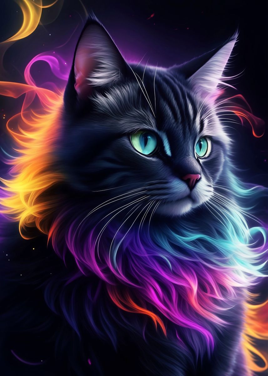 'Stunning Fantasy Black Cat' Poster by Juka Arts | Displate