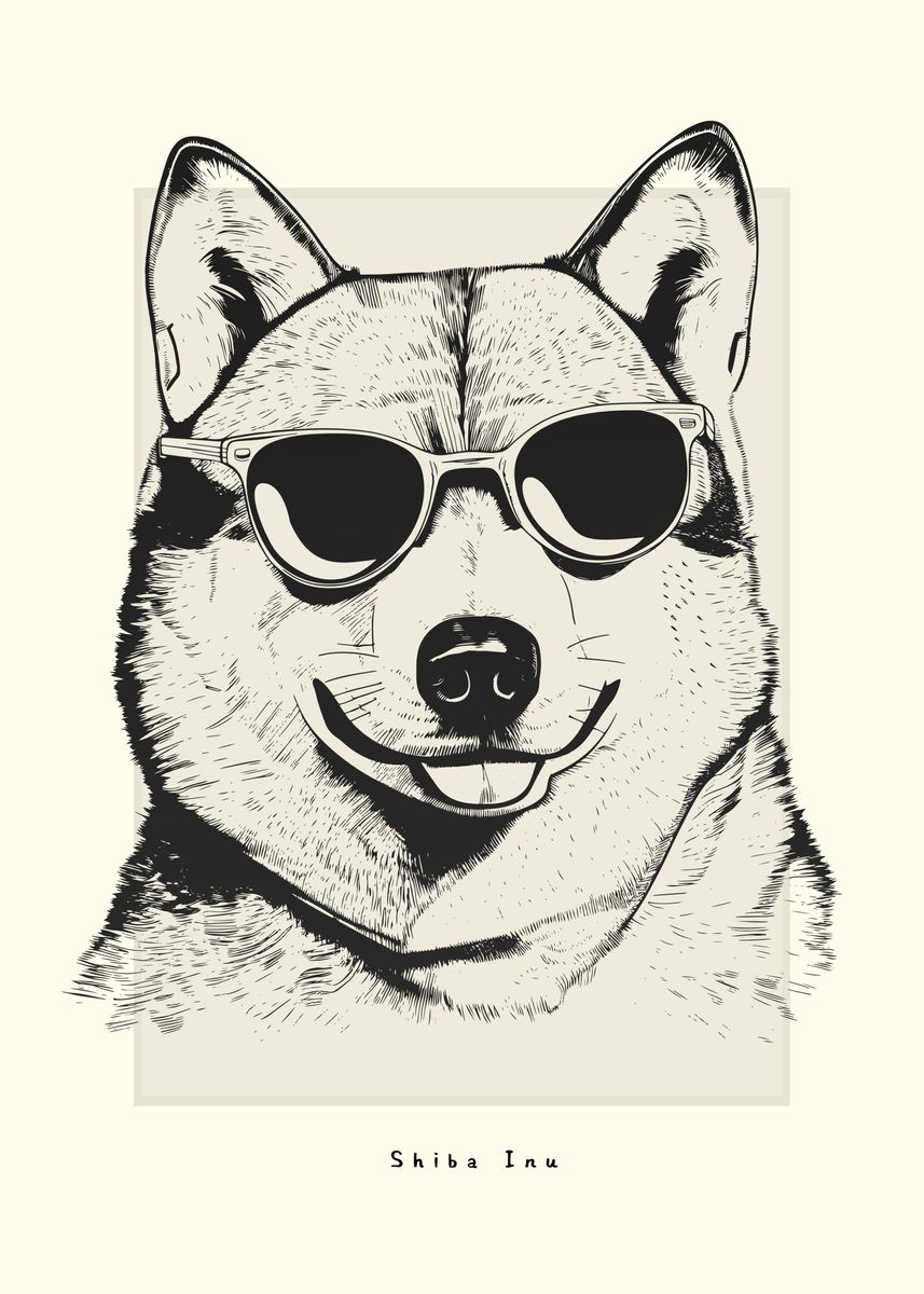 'Shiba Inu Illustration' Poster, picture, metal print, paint by Rafael ...