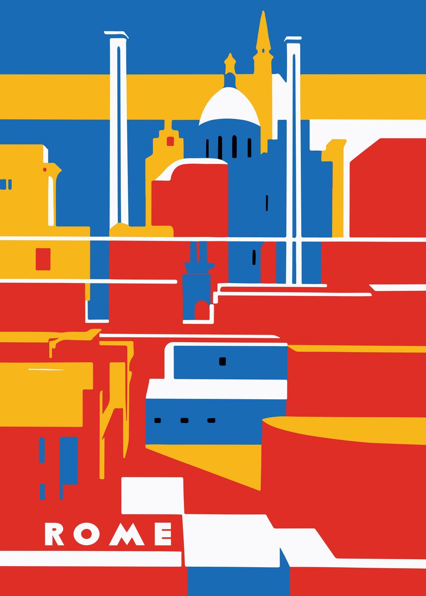 'Retro Minimalist ROME ' Poster, picture, metal print, paint by ...
