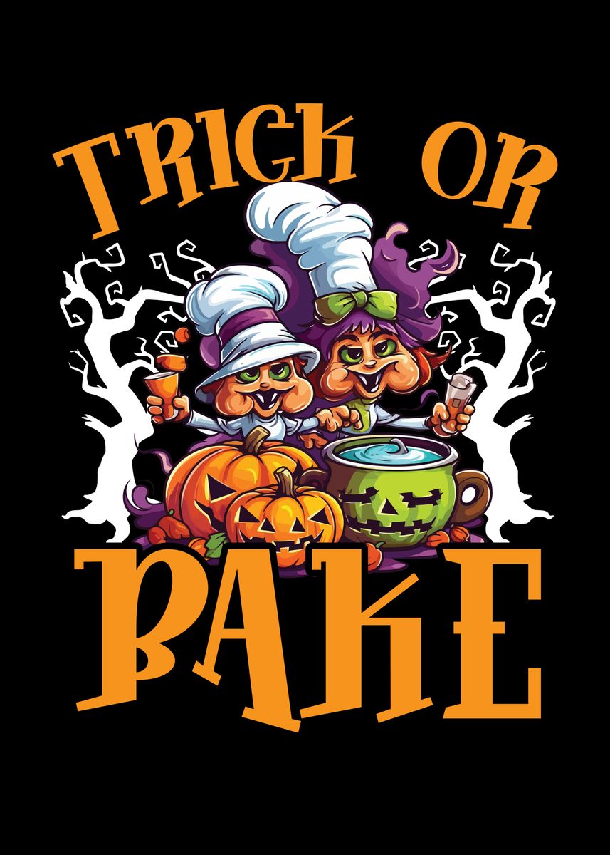 'Baking Halloween' Poster, picture, metal print, paint by NAO | Displate