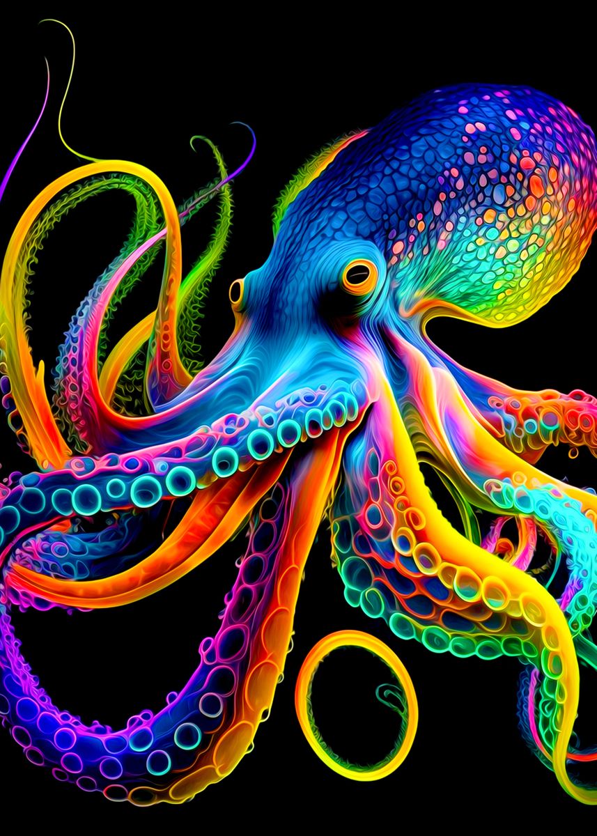 'Colorful Octopus' Poster, picture, metal print, paint by culinal dual ...