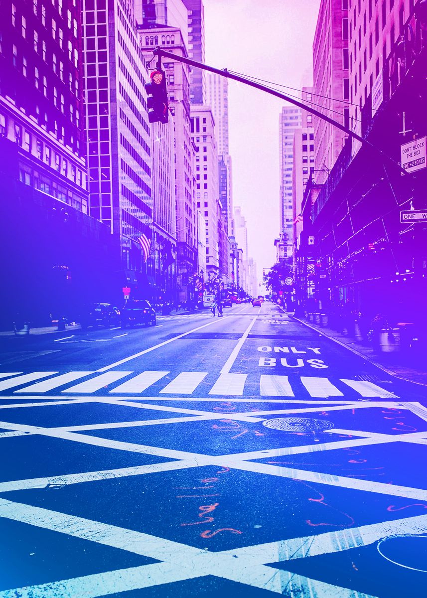 'city traffic vapor wave' Poster by master piece art | Displate