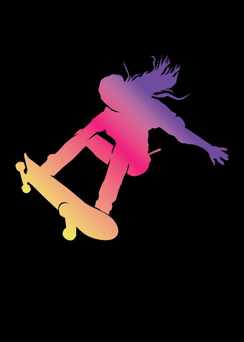 'Skaterin Skateboard Skater' Poster, picture, metal print, paint by ...