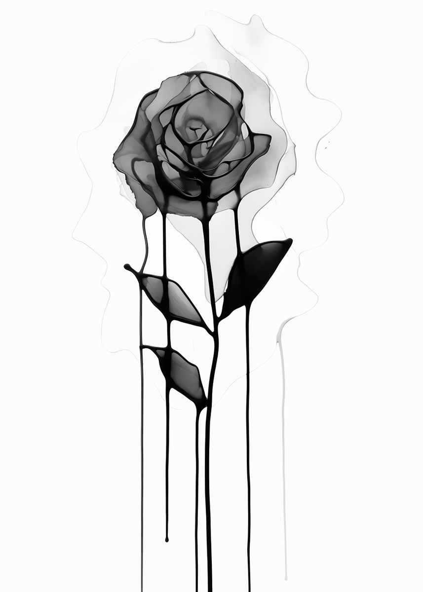 'Minimalist Black Rose' Poster, picture, metal print, paint by The ...