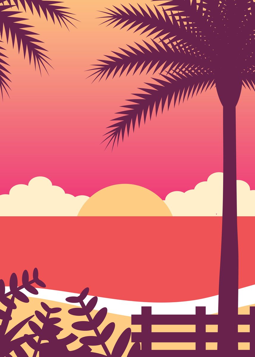 'Sunset Retro Vector' Poster, picture, metal print, paint by Artditisme ...