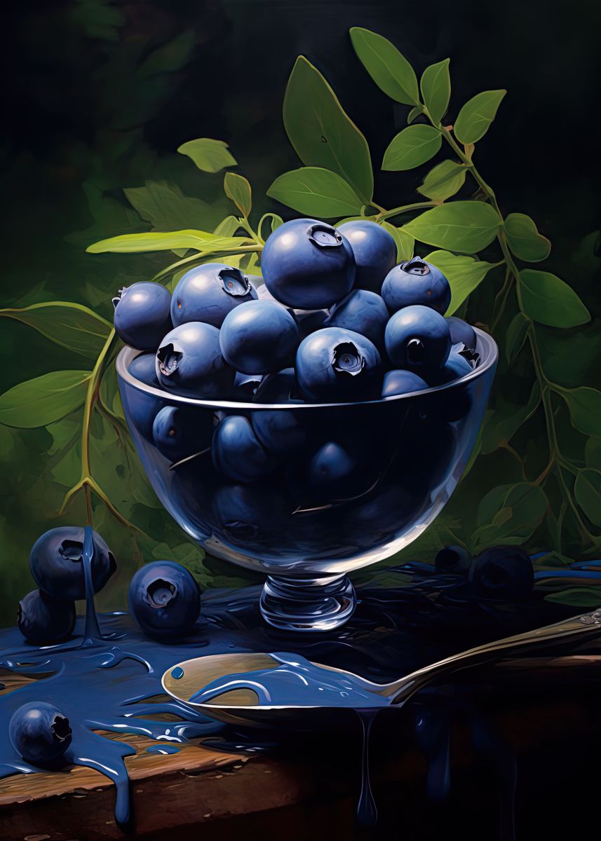 'Bilberry Fruit' Poster, picture, metal print, paint by Ryu | Displate
