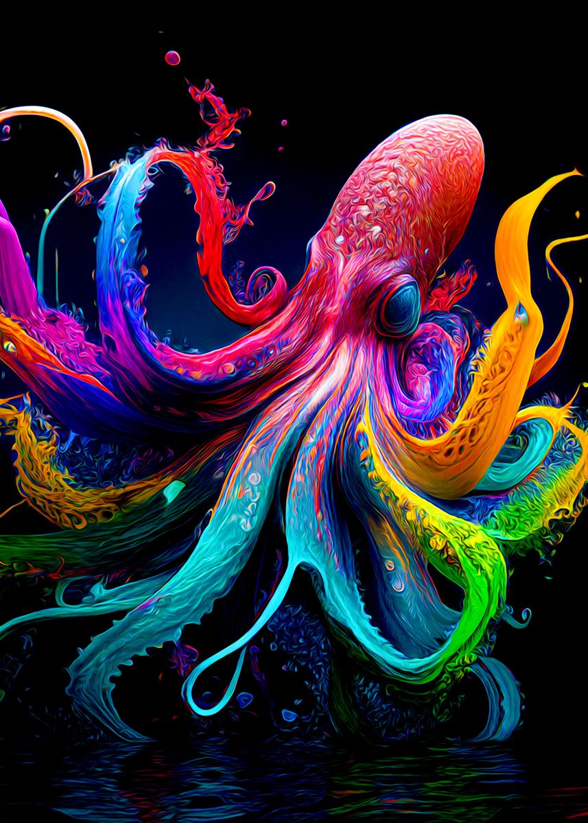 'Colorful Octopus' Poster, picture, metal print, paint by culinal dual ...