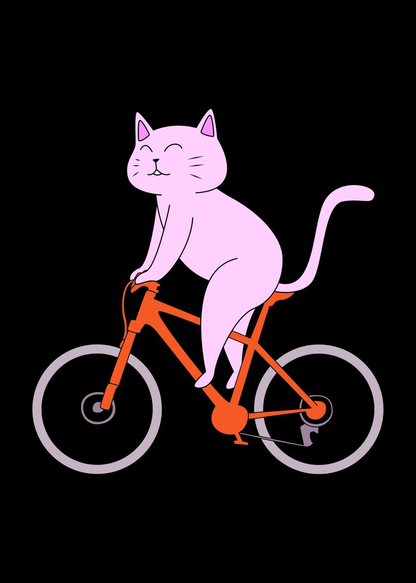 'Cat Riding Bike' Poster by FunnyGifts | Displate