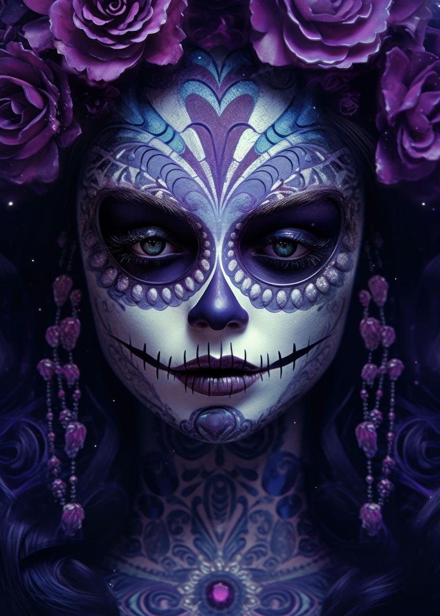 'La Catrina Skull Face' Poster, picture, metal print, paint by ...