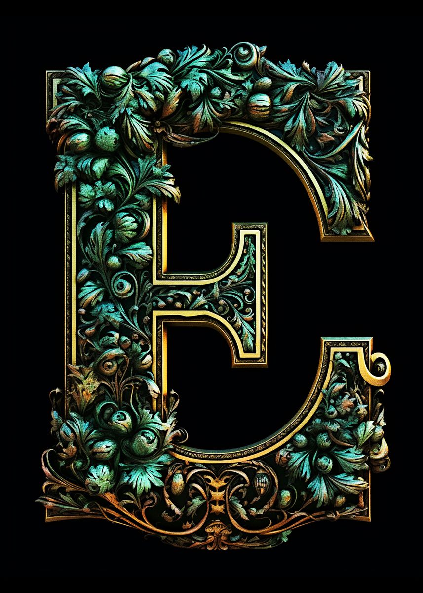 'Letter E' Poster, picture, metal print, paint by Fachrul Abqary | Displate