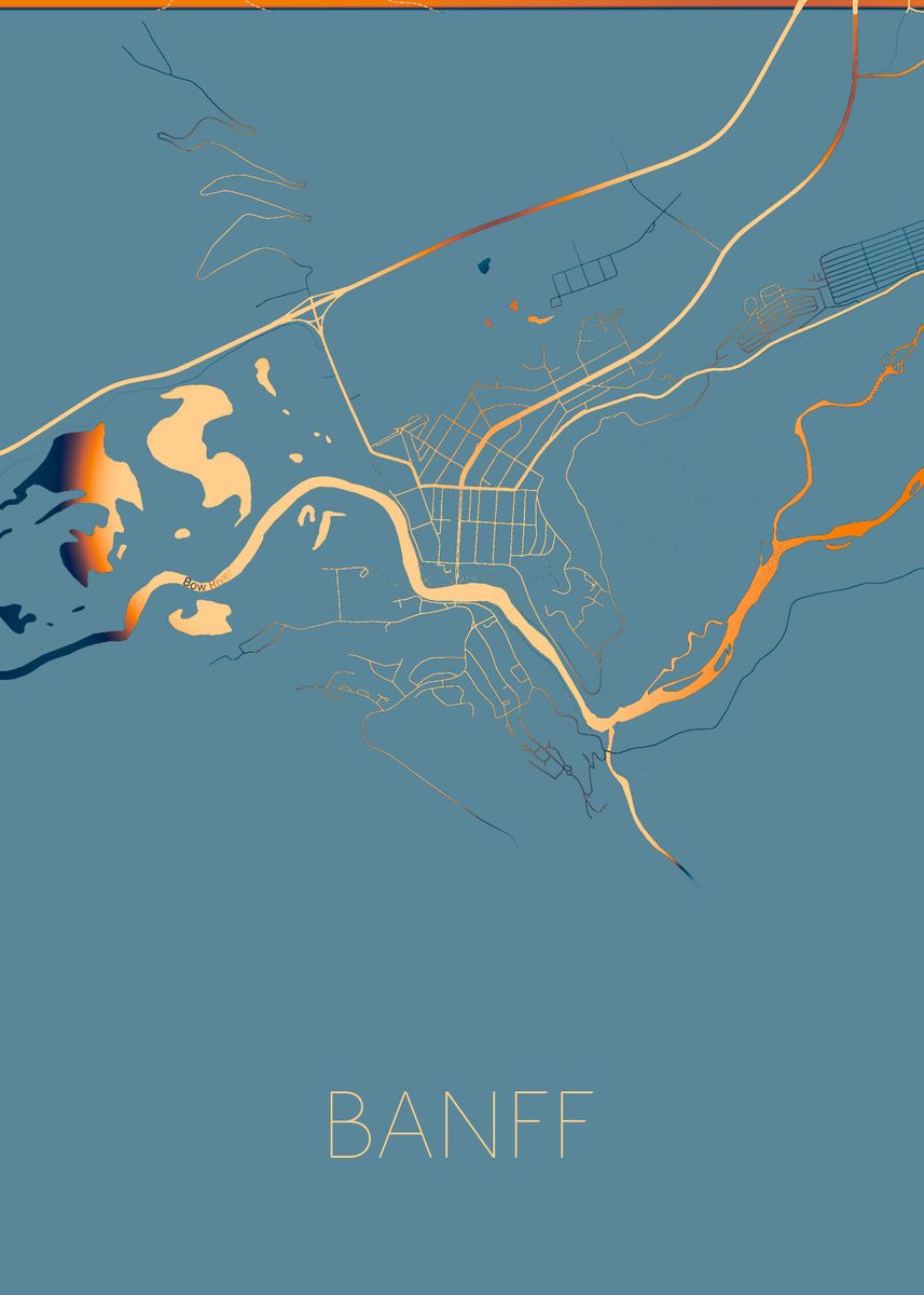 'Green gold Banff town map' Poster by Vardi Creations | Displate