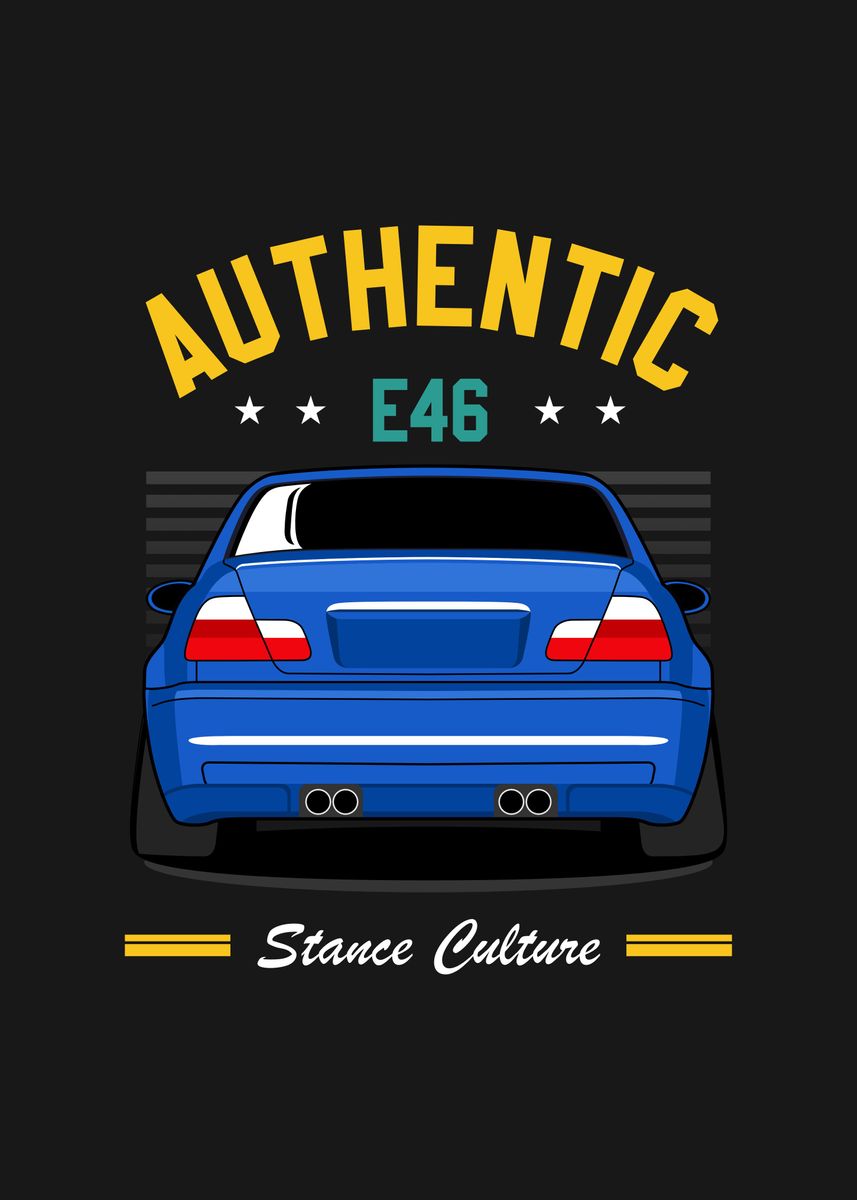 'E46 m3 Authentic' Poster, picture, metal print, paint by Masje Studio ...