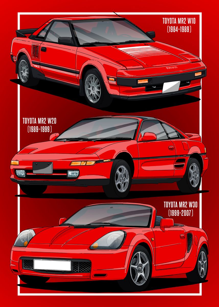 'Toyota MR2' Poster, picture, metal print, paint by ND Fat | Displate