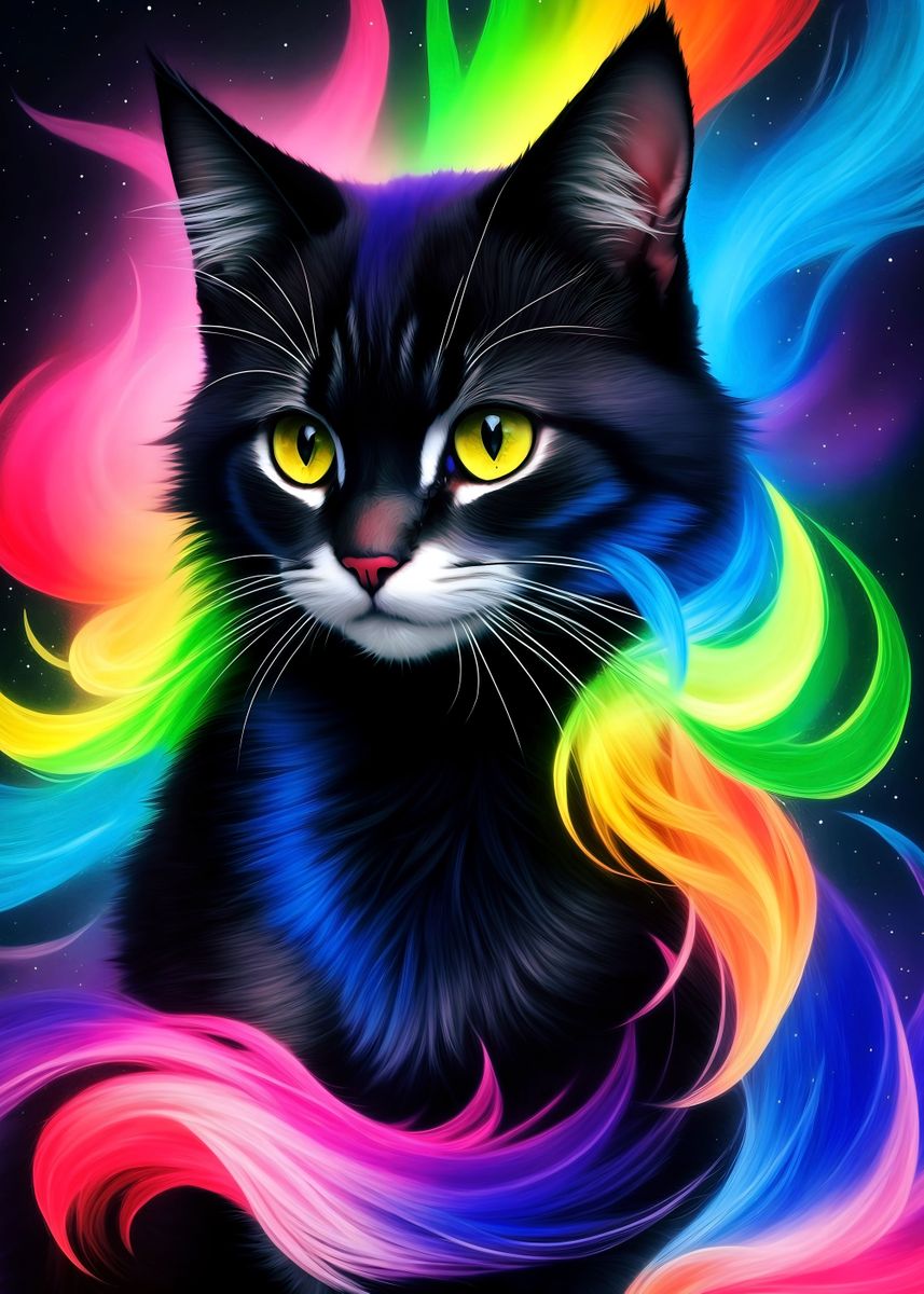 'Stunning Fantasy Black Cat' Poster by Juka Arts | Displate