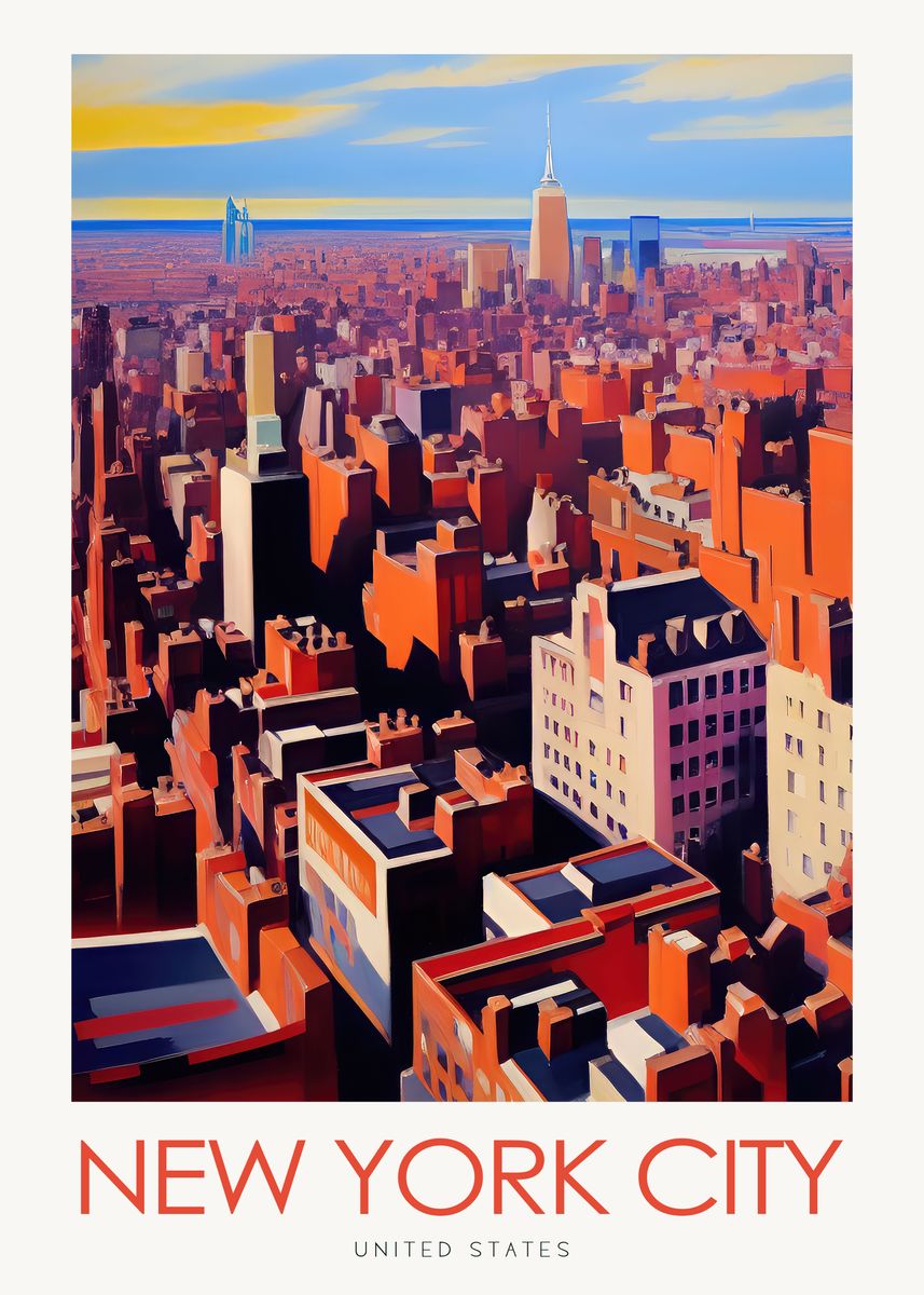 'New York City Poster' Poster, picture, metal print, paint by BluePinkPanther | Displate