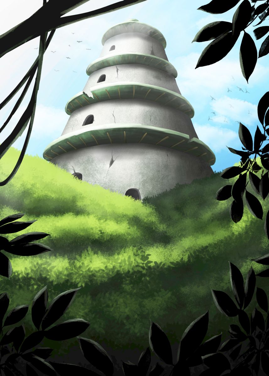 'Hidden tower in the forest' Poster by Art is My Magic | Displate