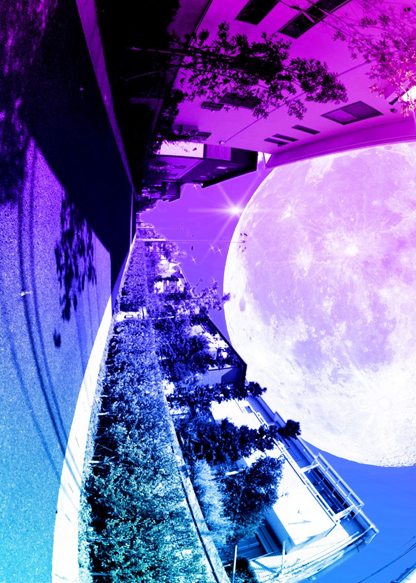 'fish eye city vaporwave' Poster by master piece art | Displate