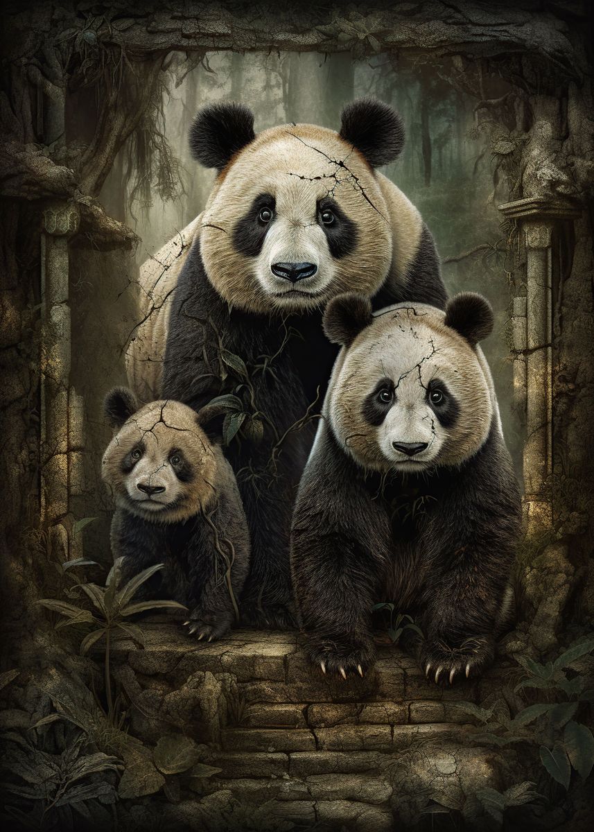 'Panda Elegance Digital Art' Poster, picture, metal print, paint by ...