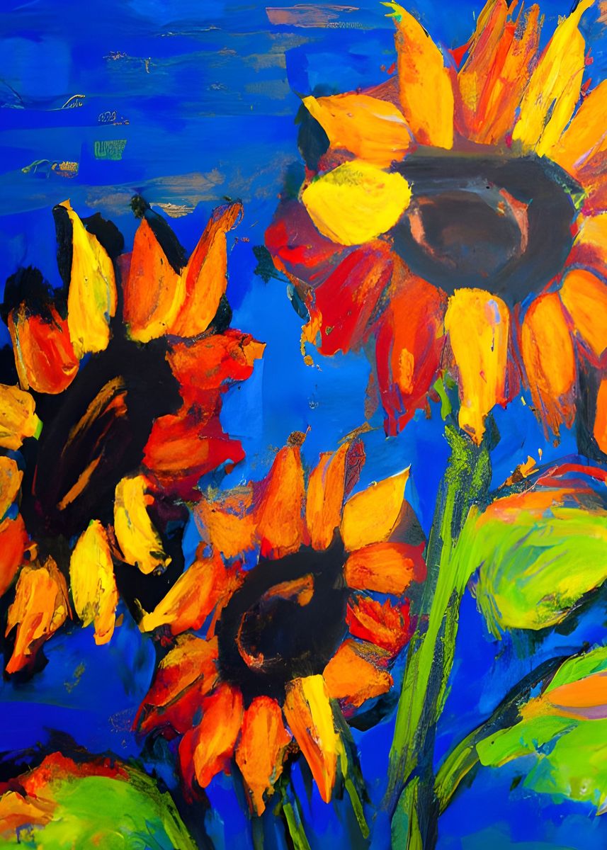 'Three Sunflowers' Poster by Long Shot | Displate