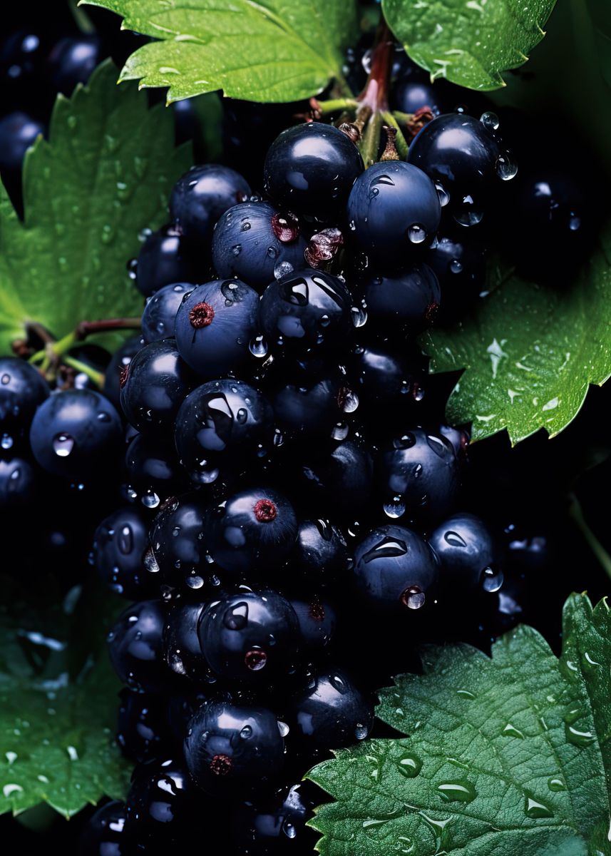 'Blackcurrant Fruit' Poster, picture, metal print, paint by Ryu | Displate