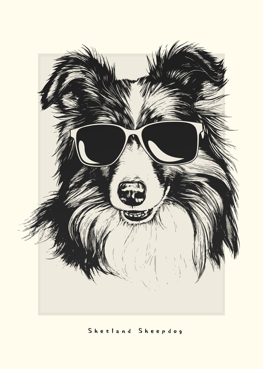 'Shetland Sheepdog Sketch' Poster, picture, metal print, paint by ...