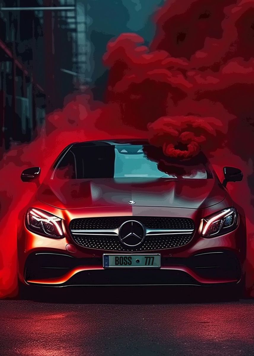 'Red Car' Poster, picture, metal print, paint by P U F F Y | Displate