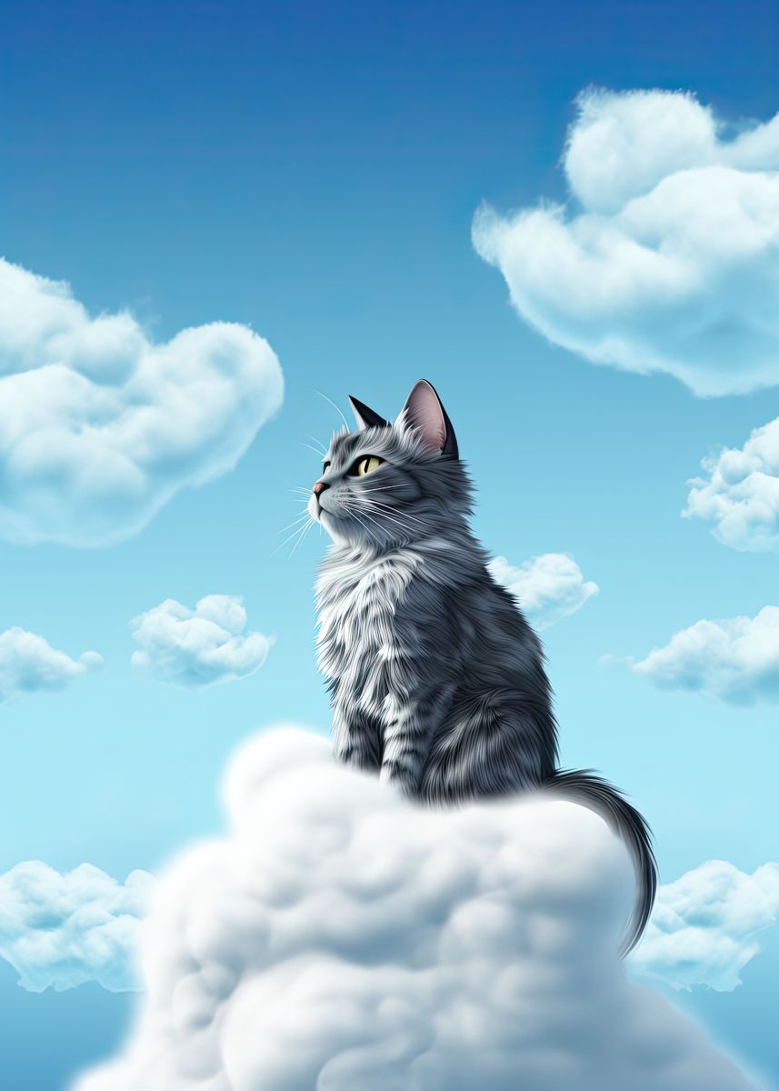 'Heavenly Kitty' Poster, picture, metal print, paint by Morphic Prints ...