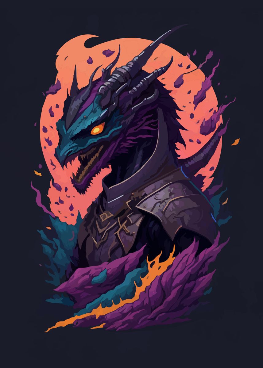 'Ninja Dragon' Poster, picture, metal print, paint by artbynue | Displate