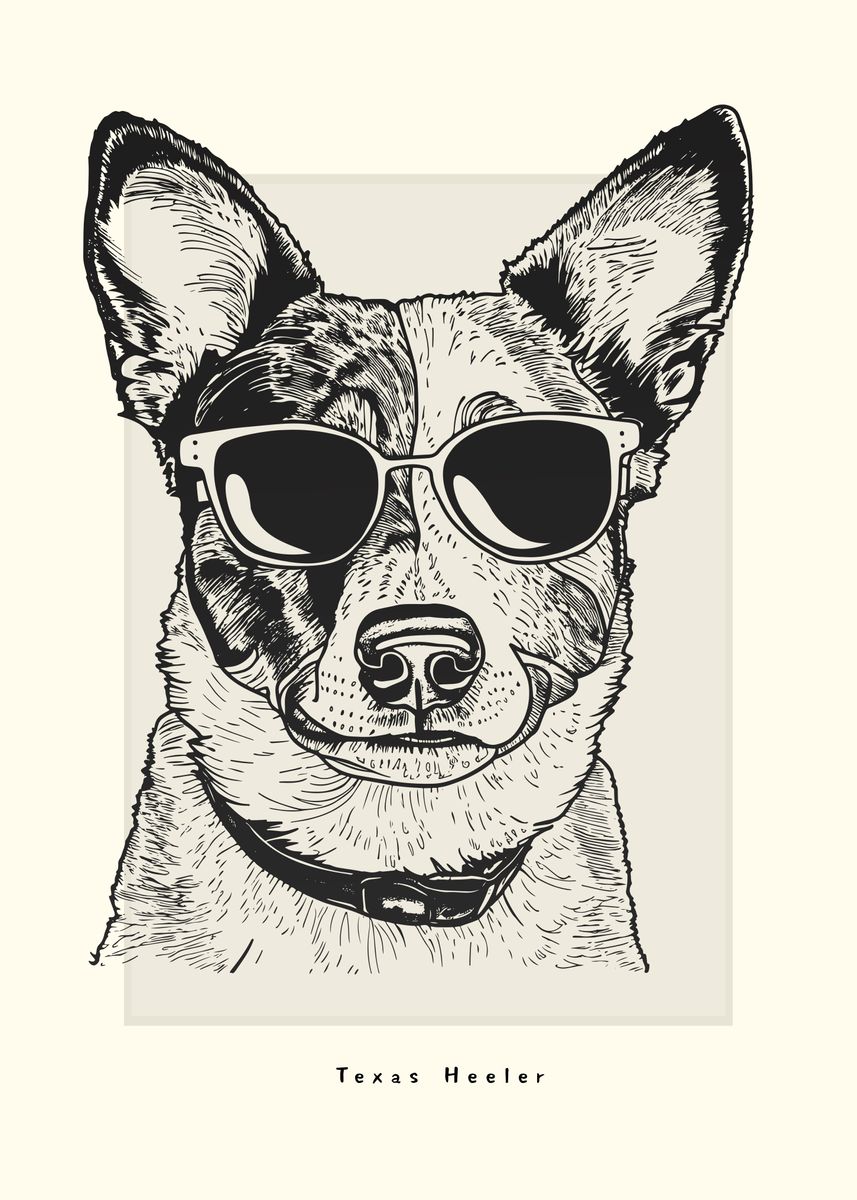 'Texas Heeler Sketch' Poster, picture, metal print, paint by Rafael ...