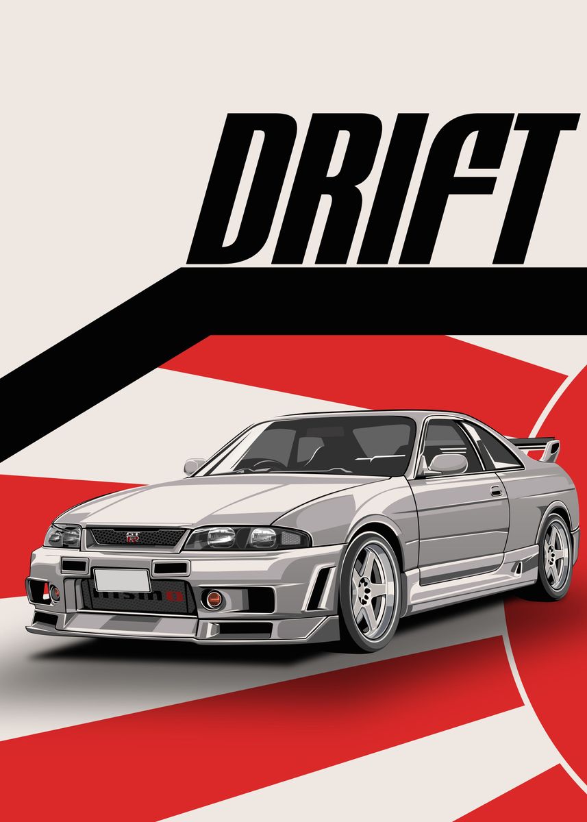 'Nissan R33' Poster, picture, metal print, paint by Mark Andrew Sabas ...