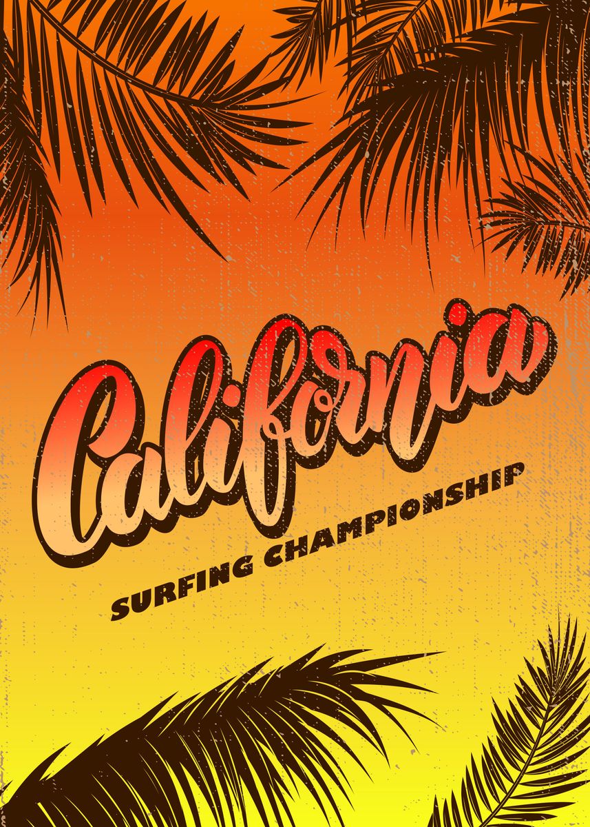 'California Surfing champi' Poster, picture, metal print, paint by ...