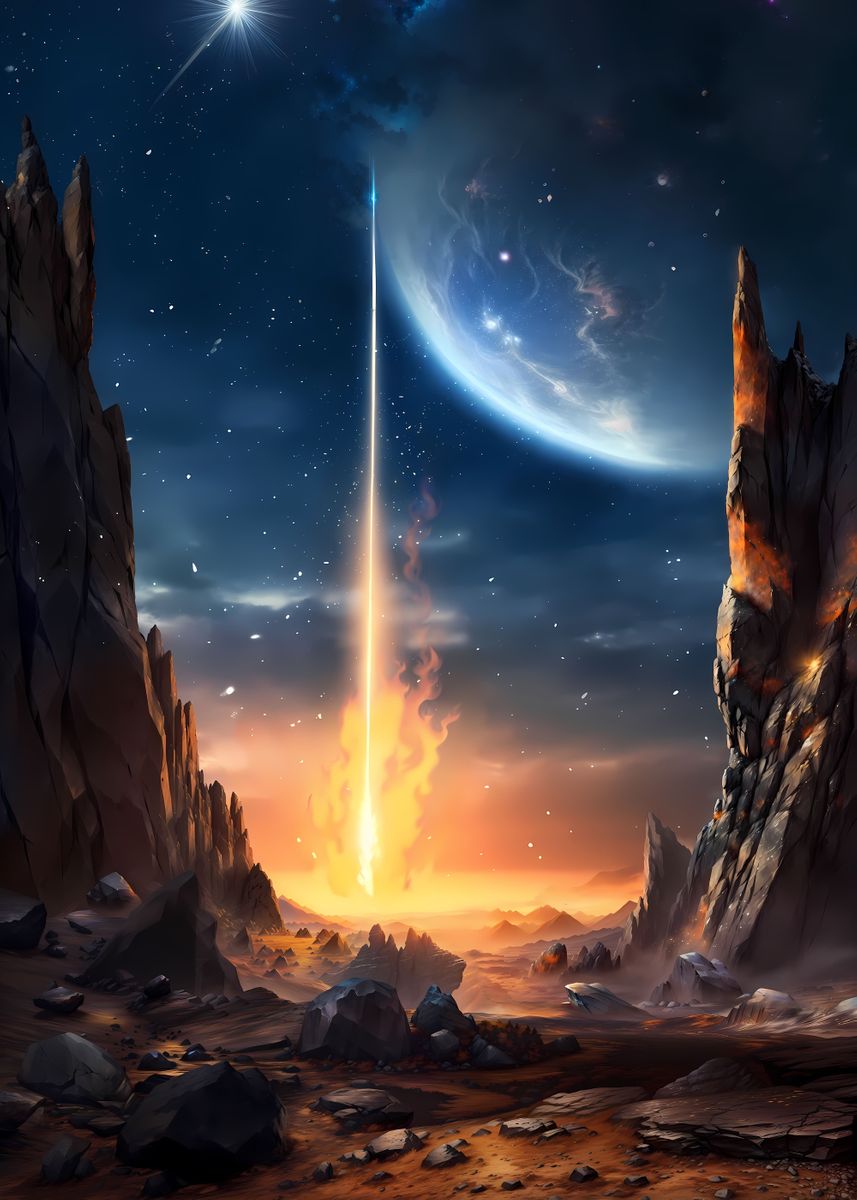 'Epic Asteroid Falling' Poster, picture, metal print, paint by Luong ...