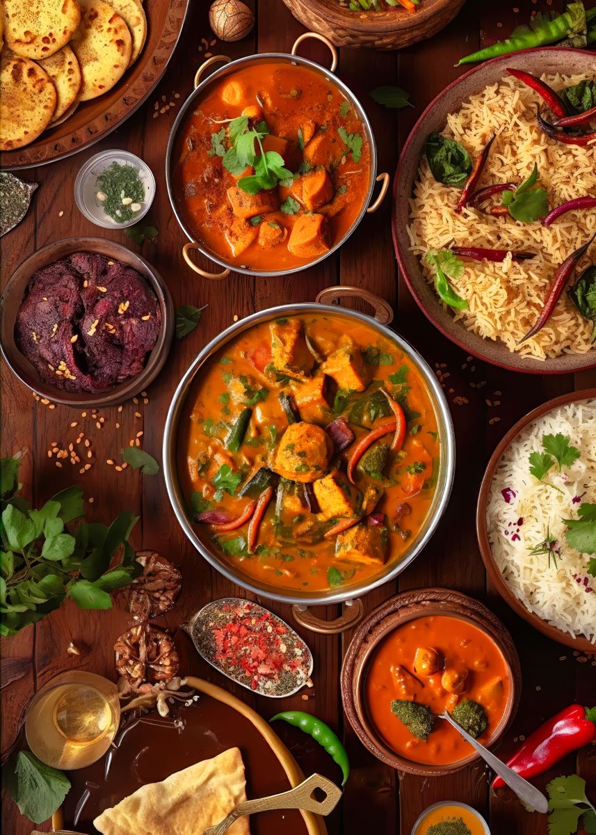 'Vibrant Dishes of India 1' Poster by Michael Strevens | Displate