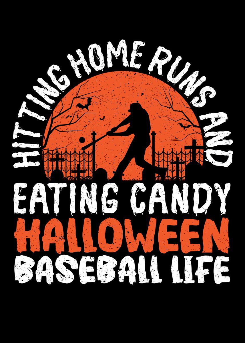 'Baseball Halloween' Poster, picture, metal print, paint by NAO | Displate