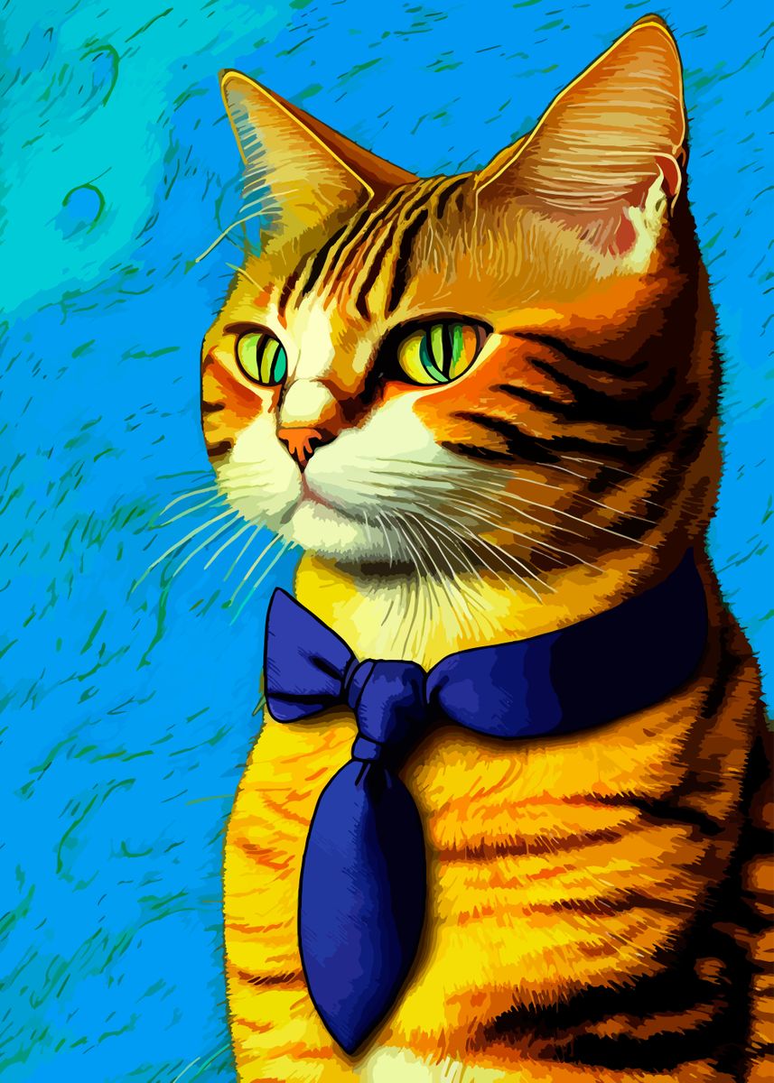 'CAT BY VINCENT VAN GOGH' Poster, picture, metal print, paint by ...