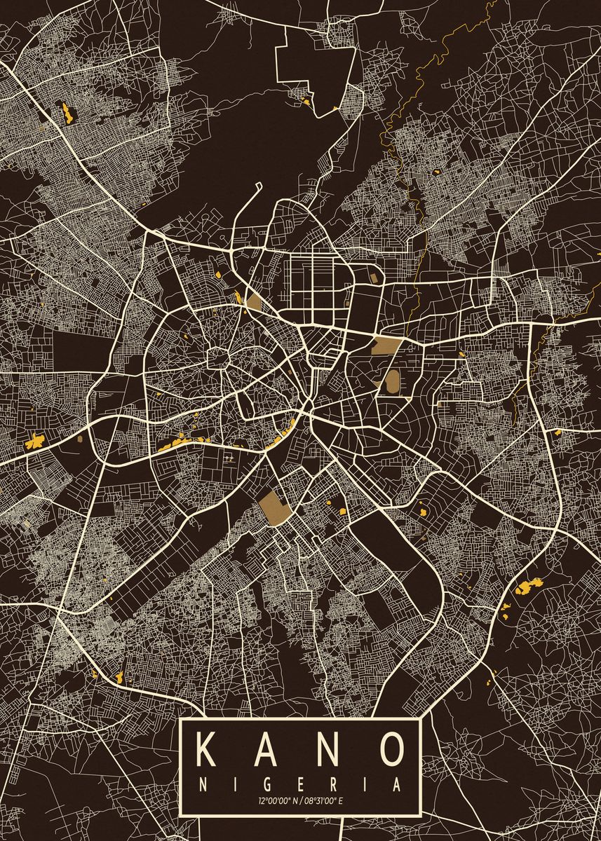 'Kano City Map Pastel' Poster, picture, metal print, paint by deMAP Studio | Displate