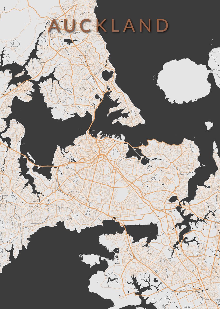 'Auckland City Map' Poster, picture, metal print, paint by dkDesign ...