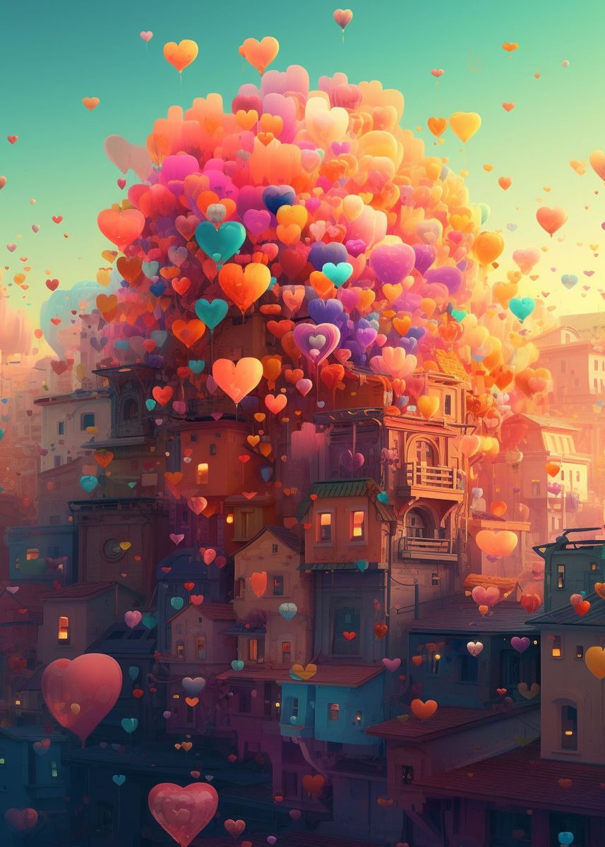 'love ups and hearts' Poster, picture, metal print, paint by Travel ...