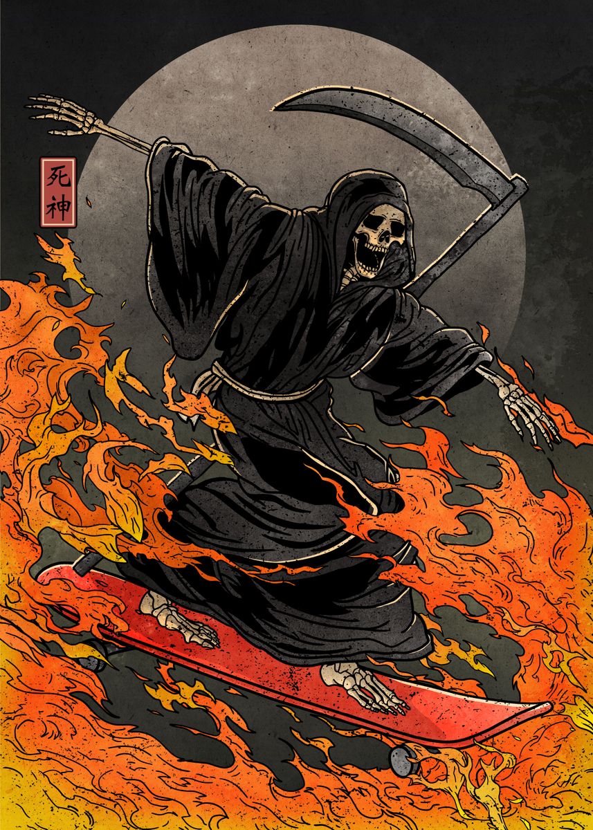 'Soul skate Skeleton' Poster, picture, metal print, paint by Fanfreak ...