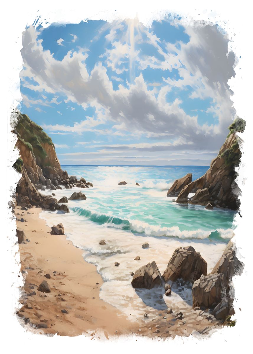 ' Beach Ocean Landscape' Poster, picture, metal print, paint by MaxMar ...