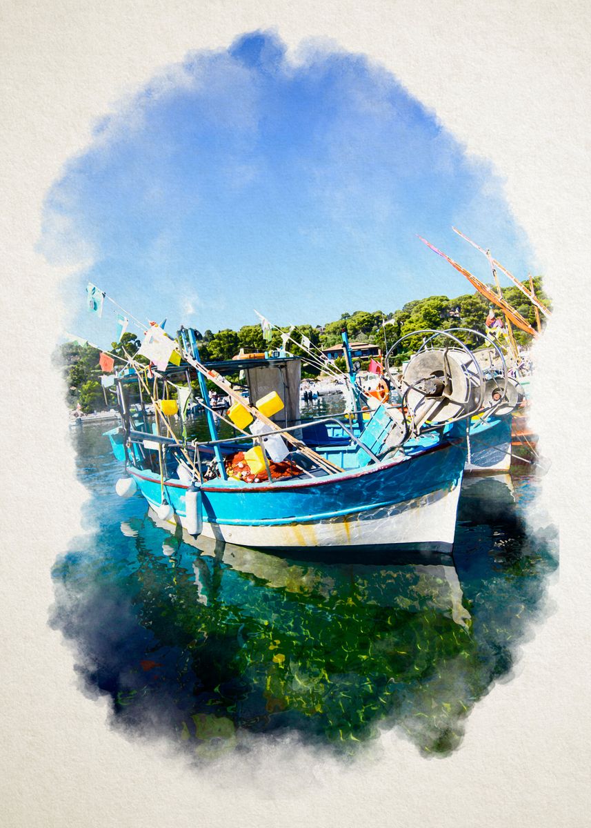'Moored Boat in Niel' Poster, picture, metal print, paint by Youri ...