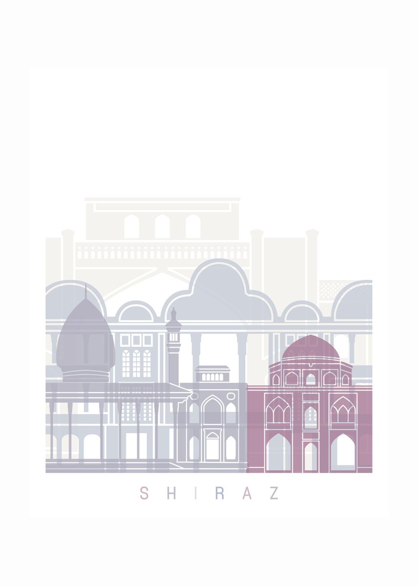 'Shiraz skyline pastel' Poster, picture, metal print, paint by Cristina ...