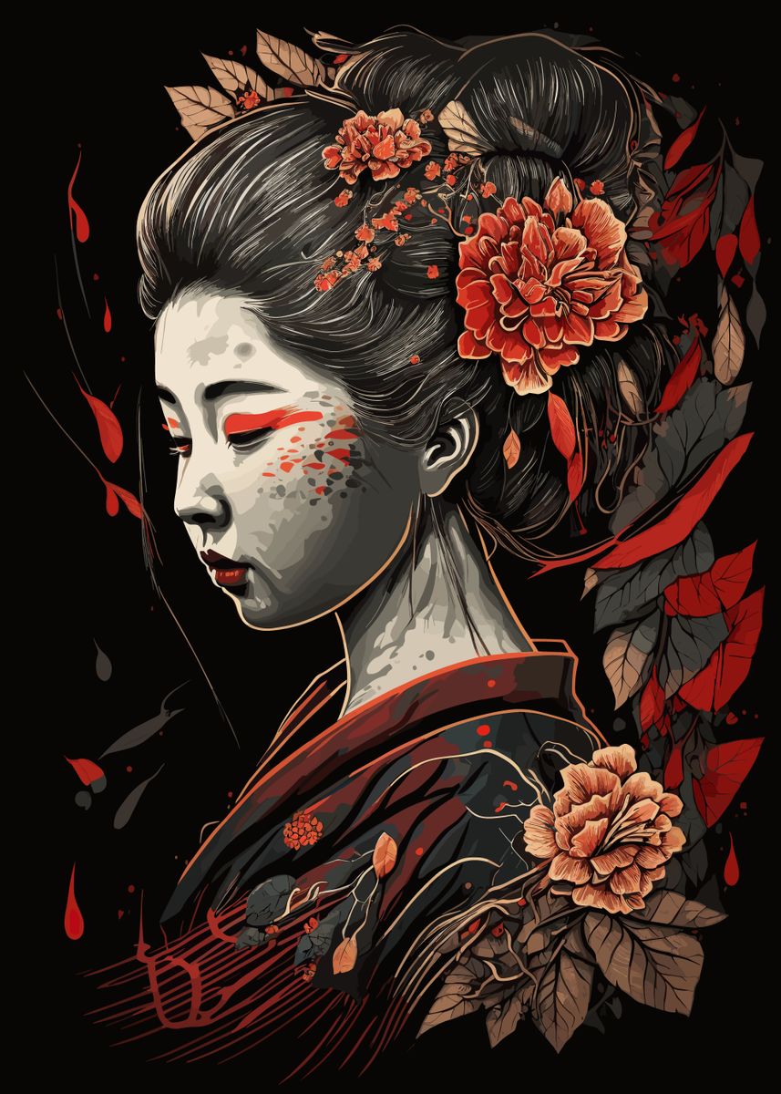 'Geisha Samurai Female ' Poster by Creative Ys | Displate