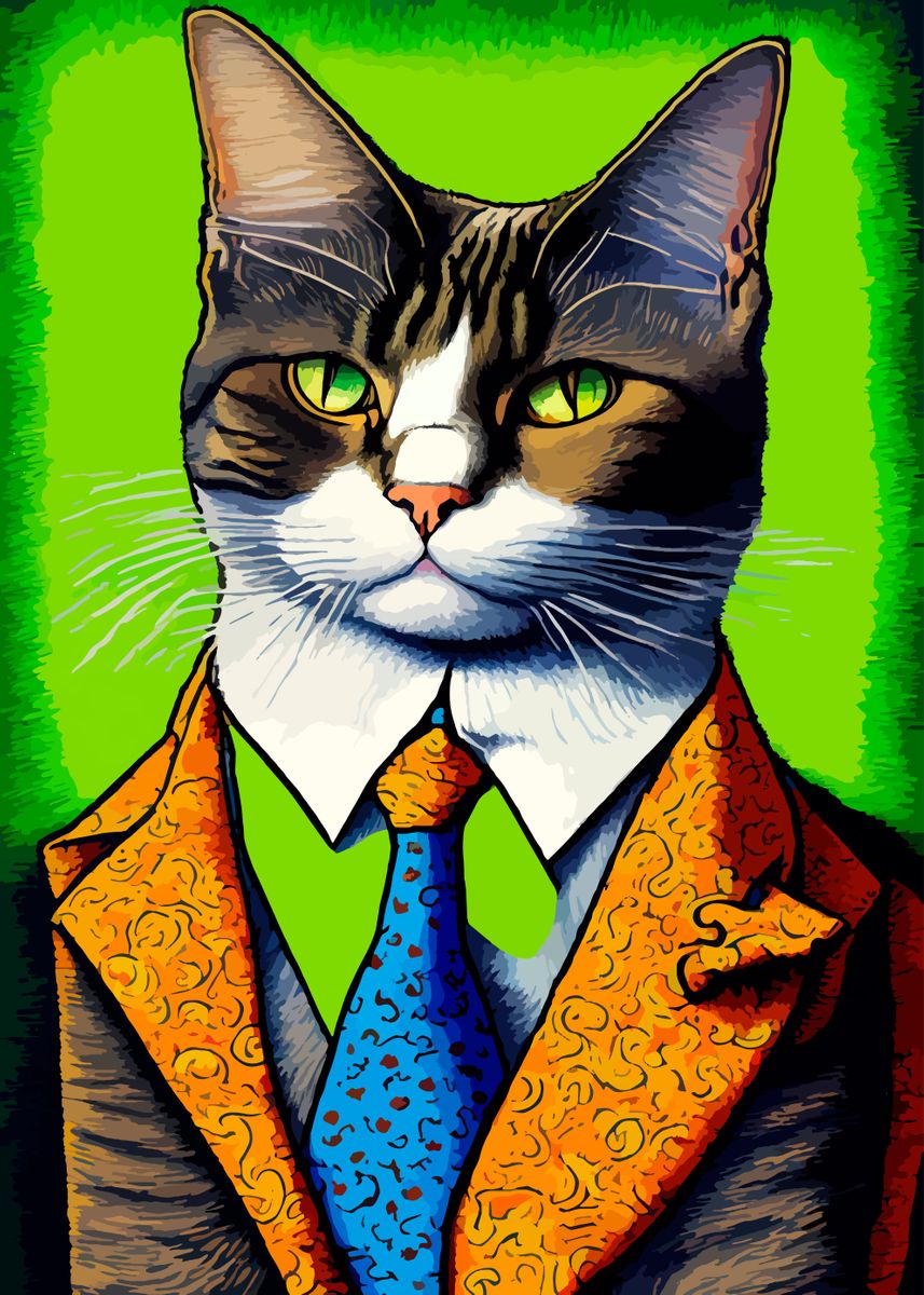 'CAT BY VINCENT VAN GOGH' Poster, picture, metal print, paint by ...