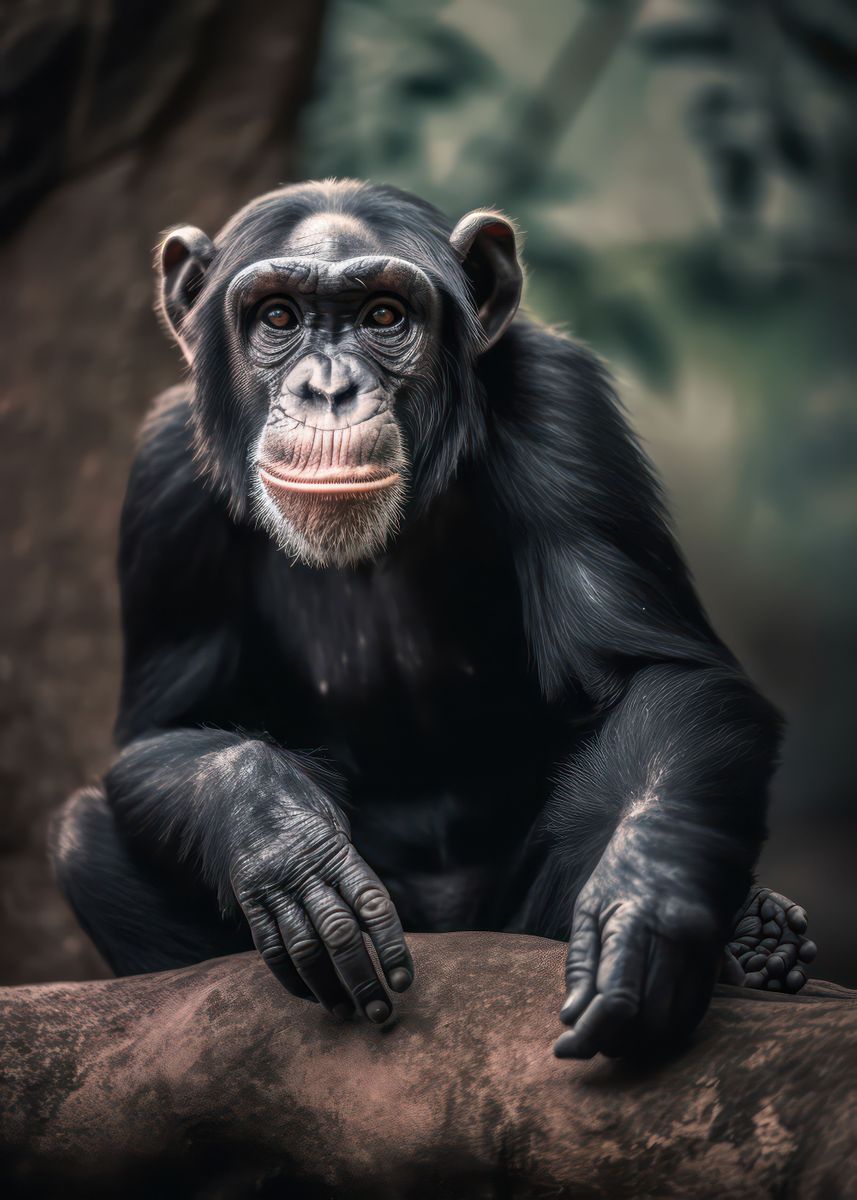'Friendly chimpanzee' Poster, picture, metal print, paint by Zooscape ...
