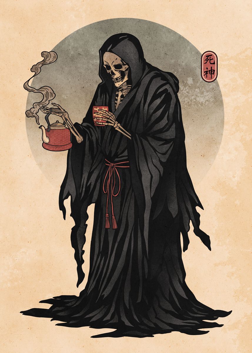 'Killer tea Skeleton' Poster, picture, metal print, paint by Fanfreak ...