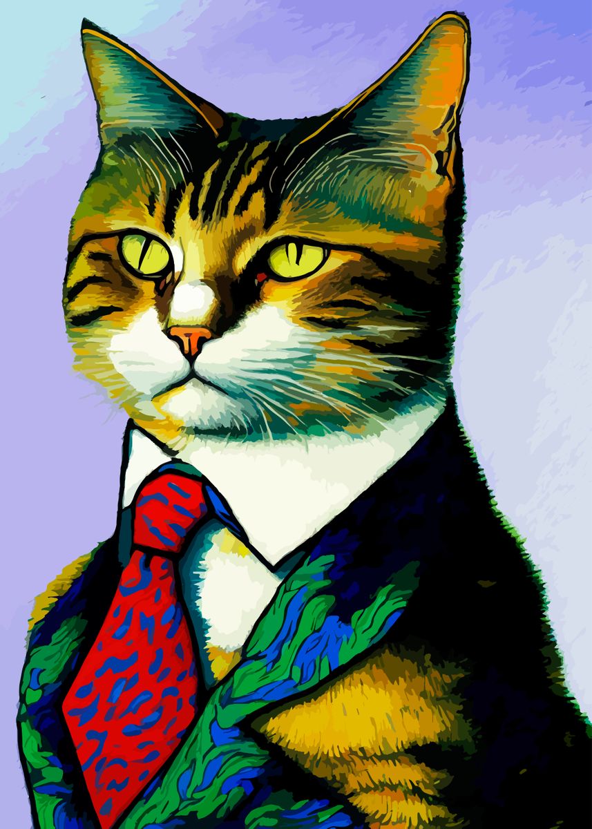 'CAT BY VINCENT VAN GOGH' Poster, picture, metal print, paint by ...