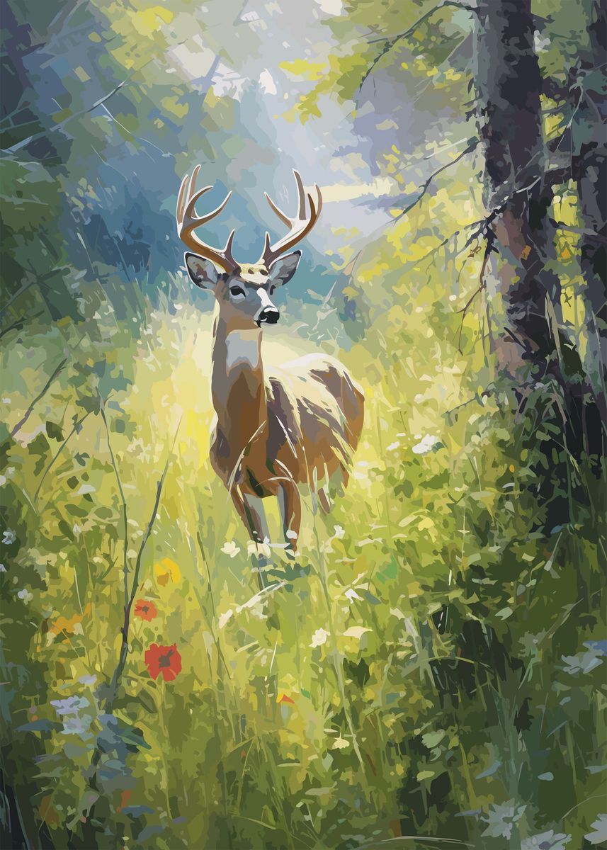 'White Tailed Deer' Poster, picture, metal print, paint by Cool Worker ...