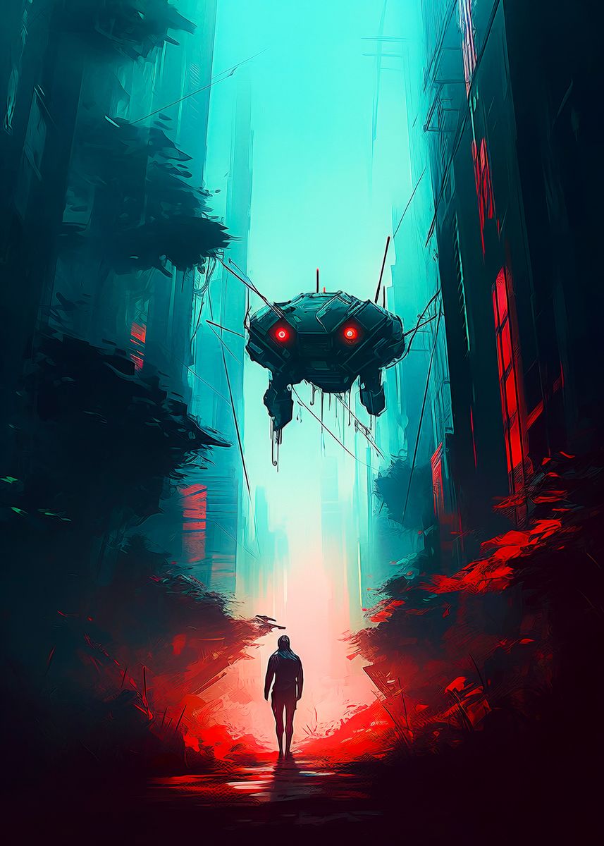 'Dystopian Security Robot' Poster, picture, metal print, paint by David ...