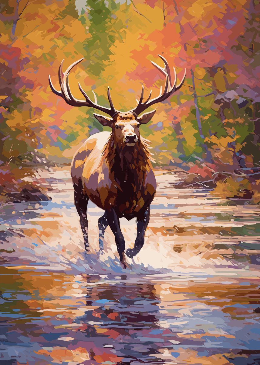 'American Elk' Poster, picture, metal print, paint by Cool Worker ...